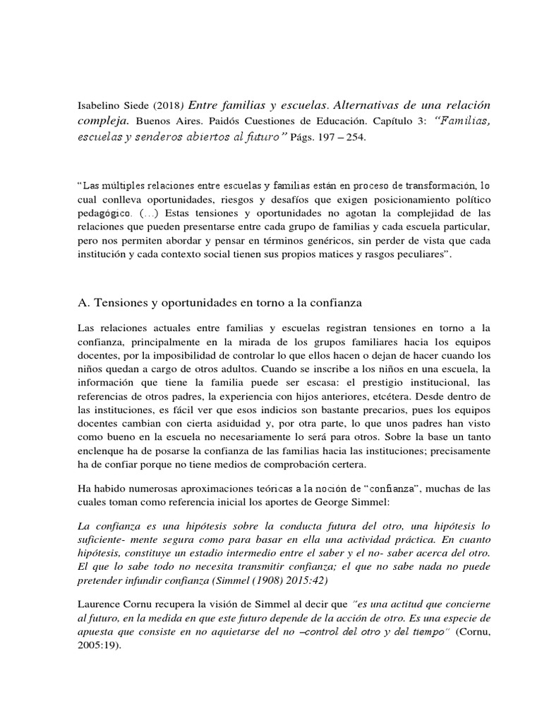 Siede Isabelino Entre Familias y Escuelas. Alternativas de Una Relación ...