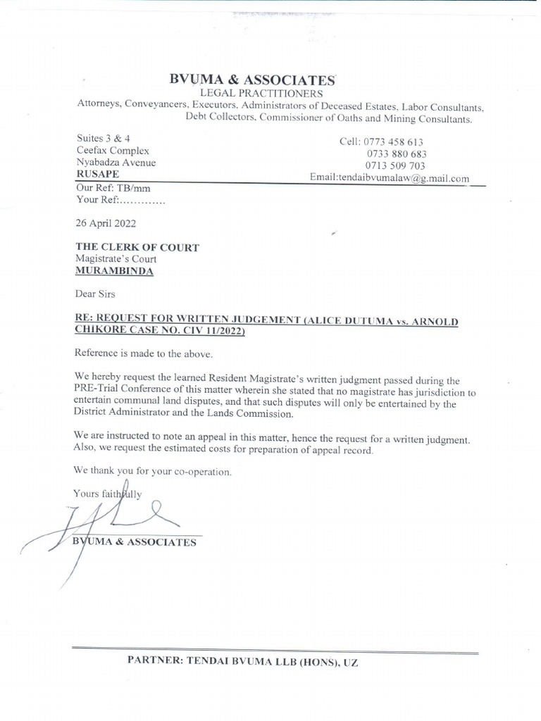 Request For Written Judgement | PDF