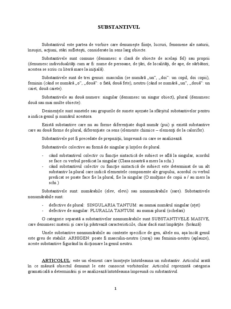 SUBSTANTIVUL | PDF