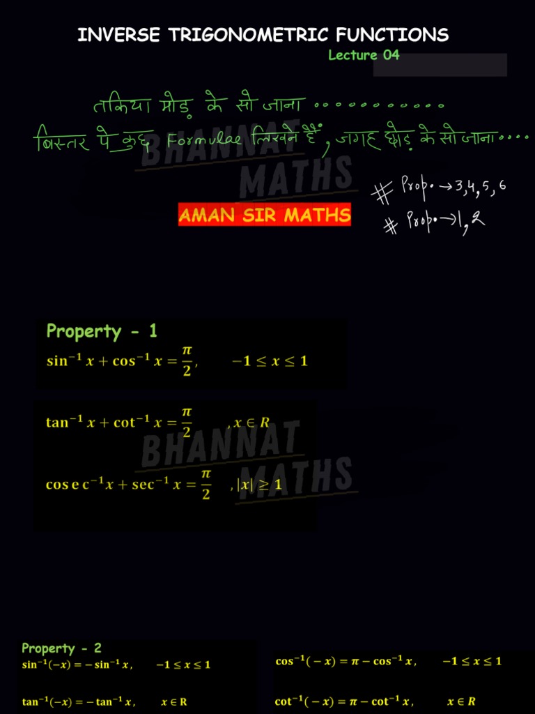 ITF 04 - Class Notes - Bhannat Maths | PDF