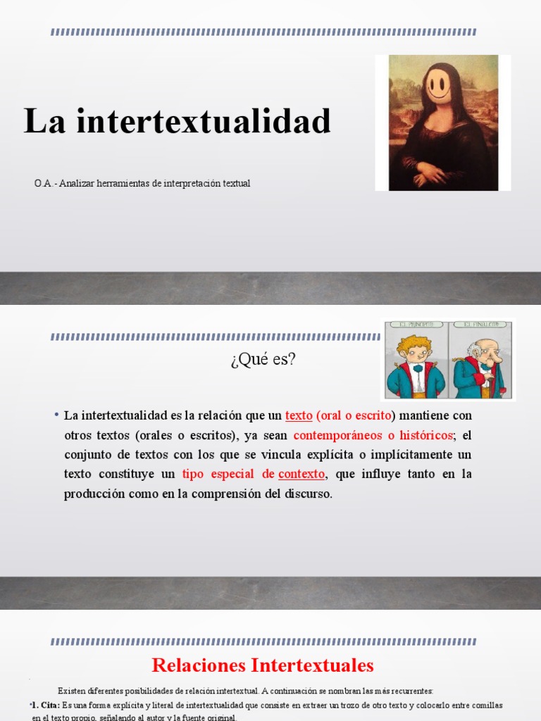 La Intertextualidad | PDF | Intertextualidad