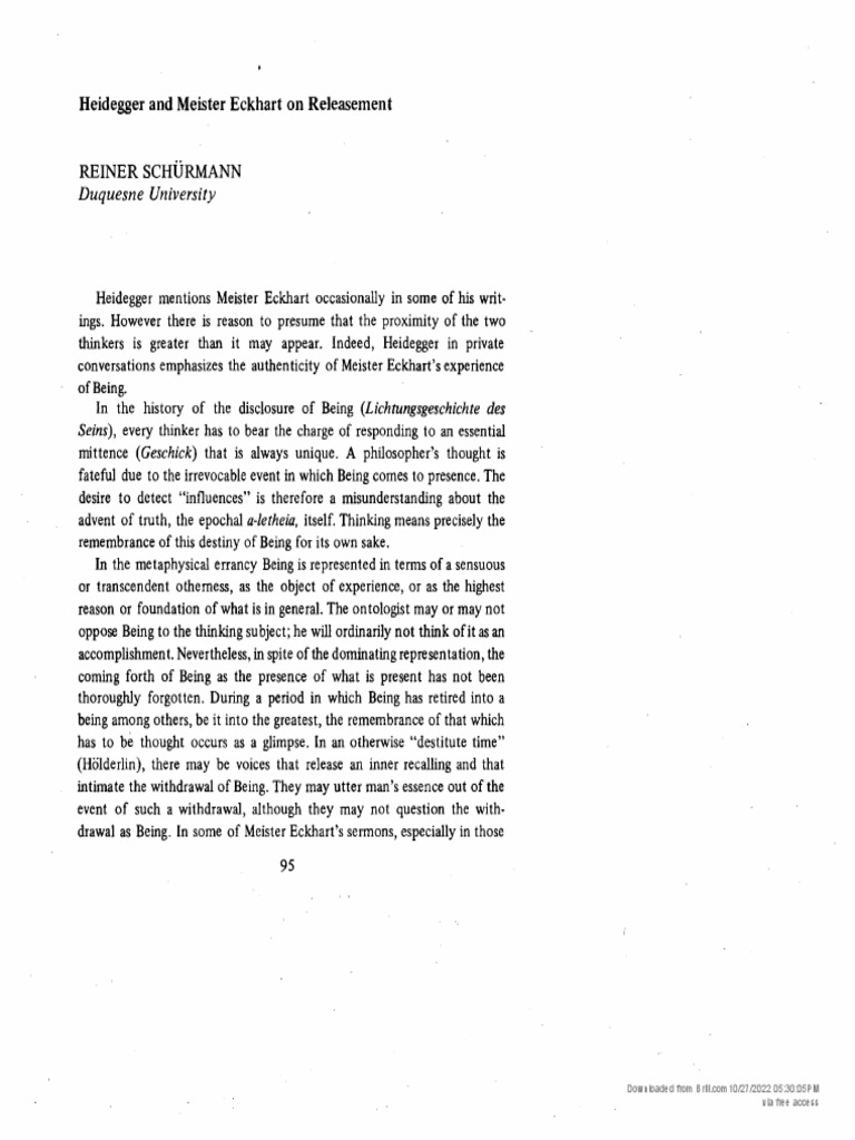 Heidegger and Meister Eckhart On Releasement | PDF | Martin Heidegger ...