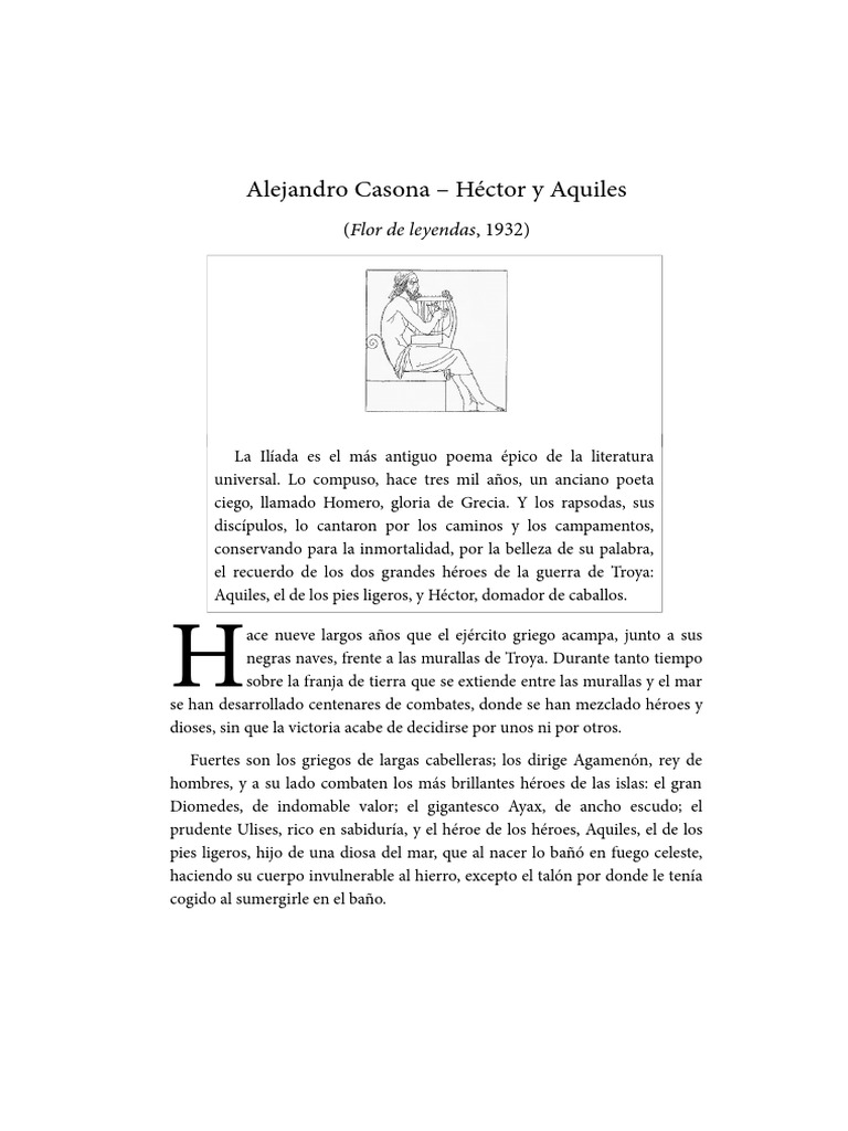Alejandro Casona Hector y Aquiles Flor de Leyendas | PDF | Héctor | Aquiles