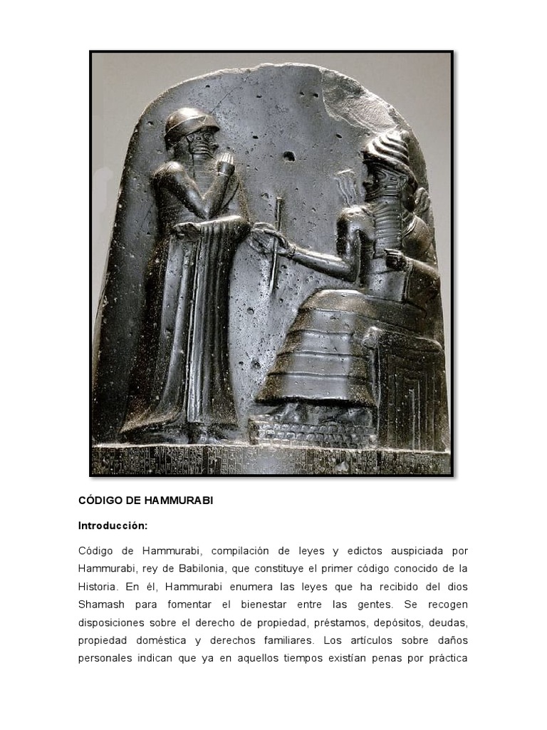 Código De Hammurabi Pdf Hammurabi Justicia