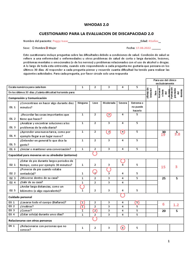 WHODAS | PDF | Ciencias de la Salud