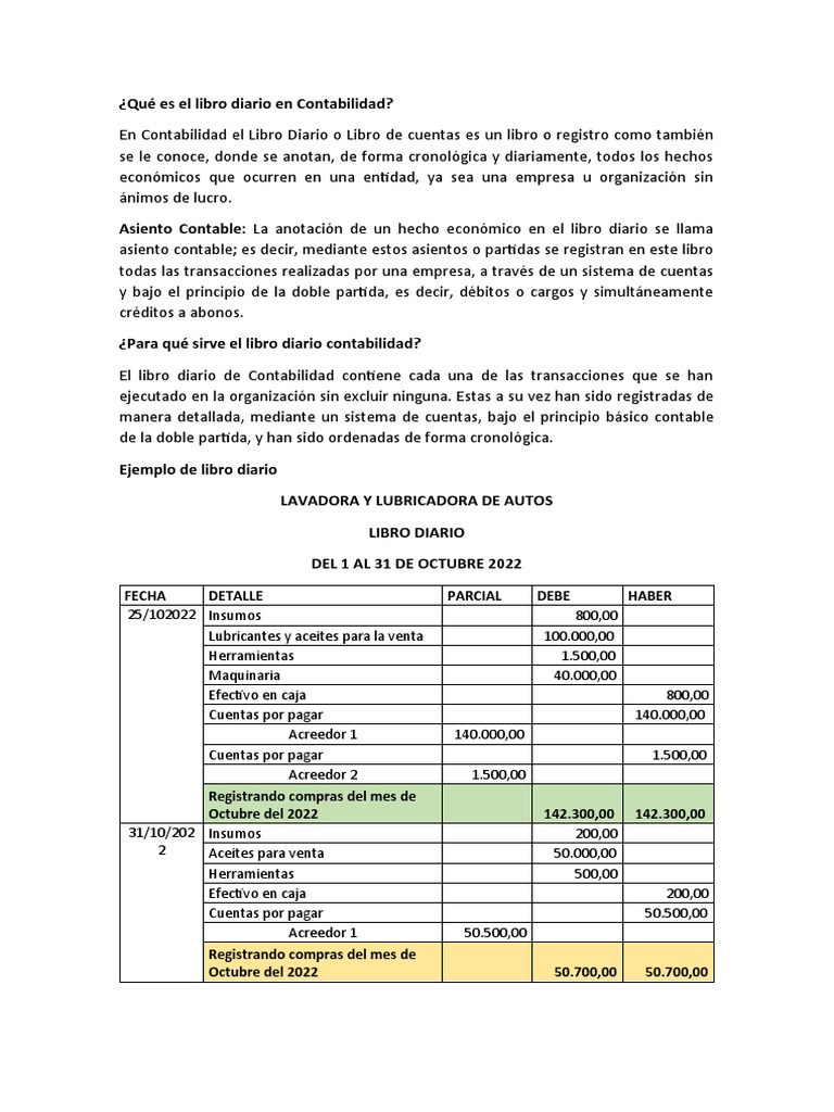 Ejemplo de Libro Diario Contable | PDF | Contabilidad | Economias