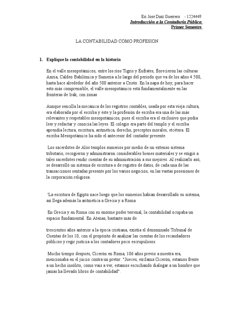 LA CONTABILIDAD COMO PROFESION Eric Diaz | Descargar gratis PDF | Contador | Contabilidad