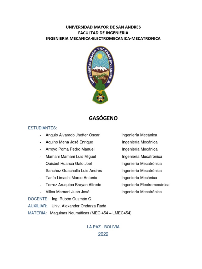 INFORME GASOGENO - Merged | PDF | Combustibles | Procesos industriales