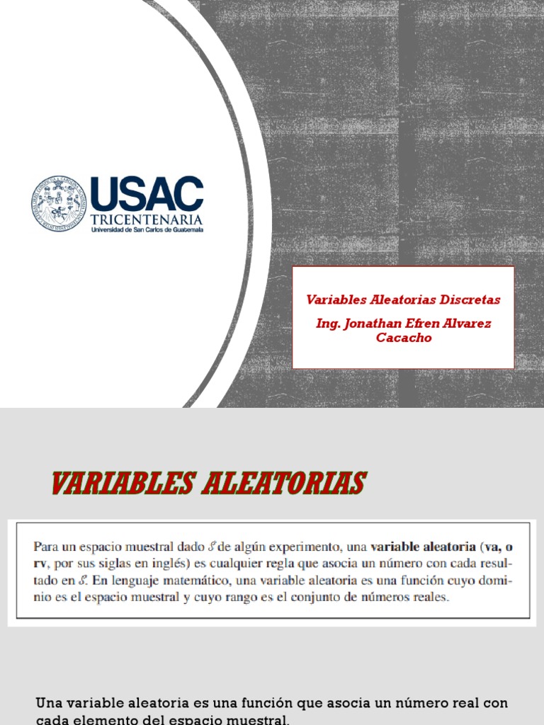 Variables Aleatorias Discretas | PDF | Variable aleatoria | Valor esperado
