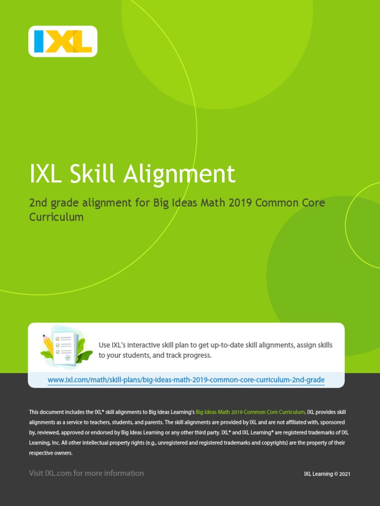 IXL Math Big Ideas Math 2019 Common Core Curriculum 2nd Grade ...