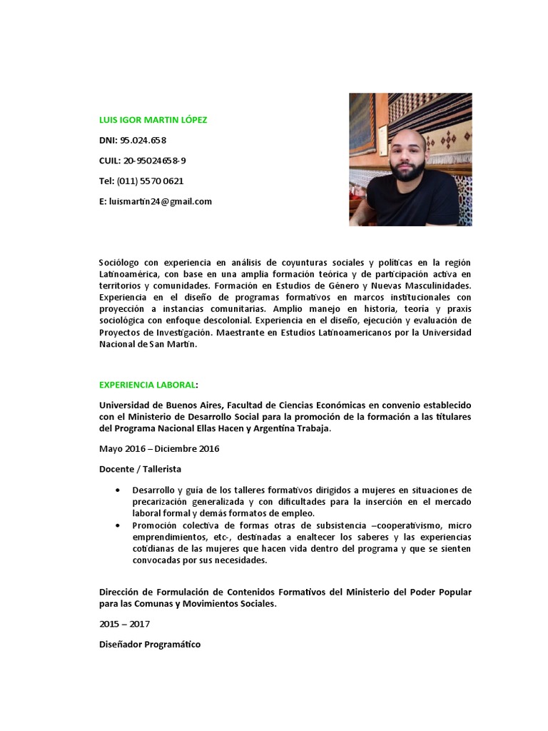 CV Luis Martin - Comunicar Igualdad 2018 | PDF | Venezuela