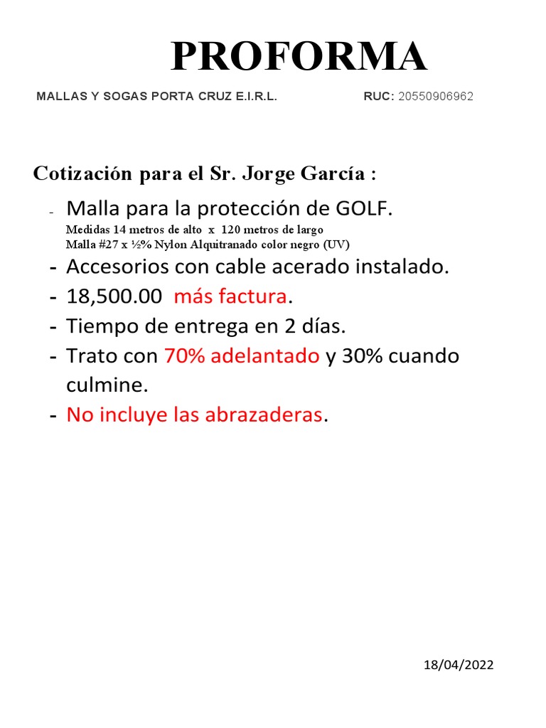 Proforma Cotización | PDF