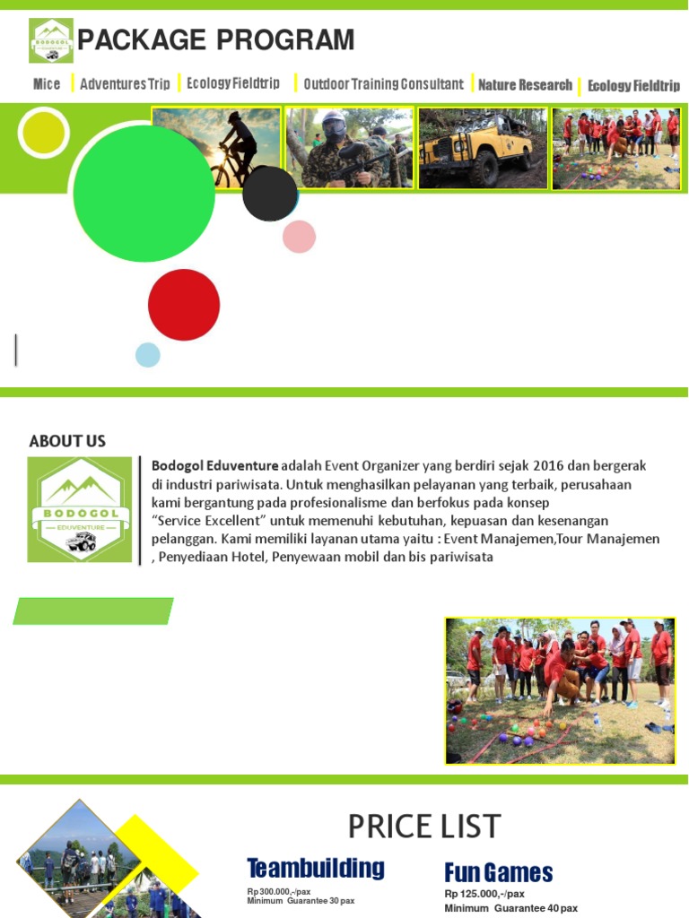 Program Package Bodogol Eduventure 21 | PDF | Outdoor Recreation ...