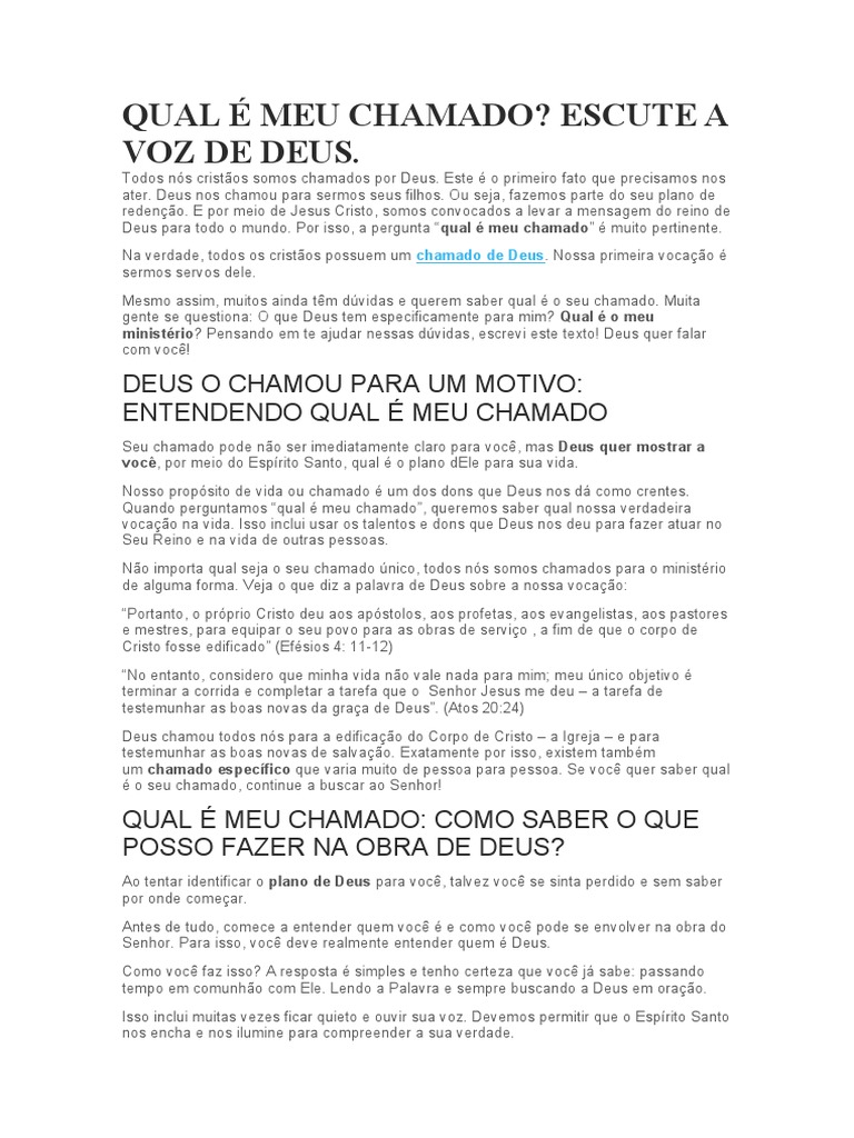 Qual É Meu Chamado | PDF | Presente espiritual | Deus