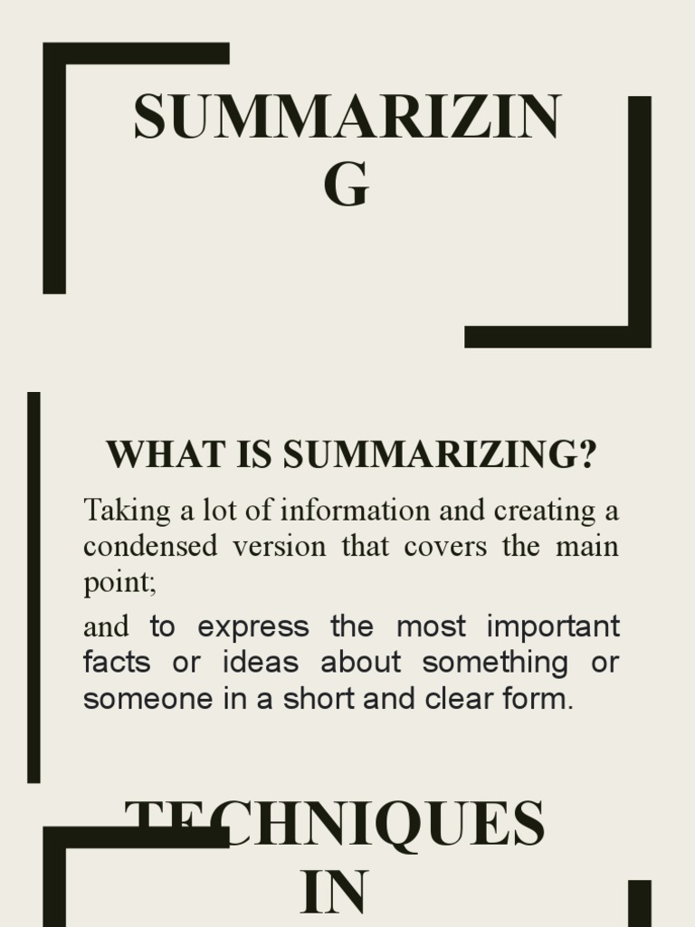 SUMMARIZING | PDF