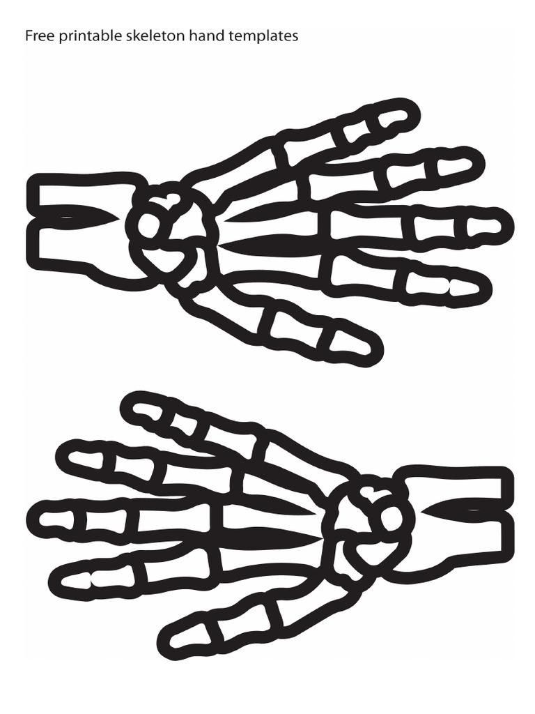Free Printable Skeleton Hand Templates | PDF