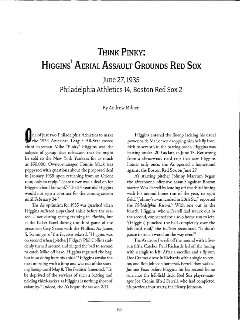 1935 Game Story For SABR Shibe Park Book | PDF