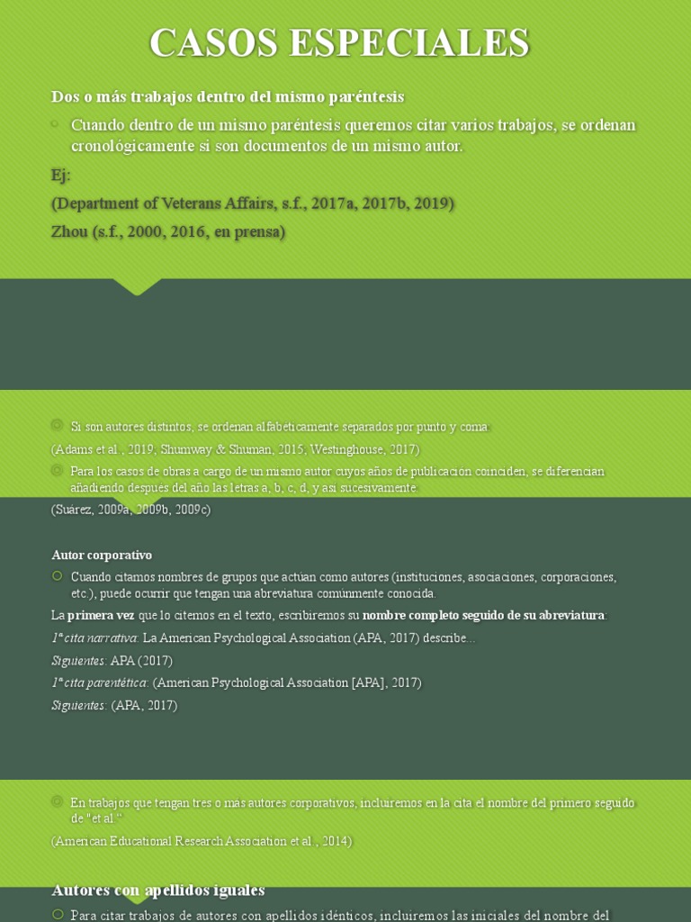 Guía detallada sobre citaciones especiales en APA | PDF