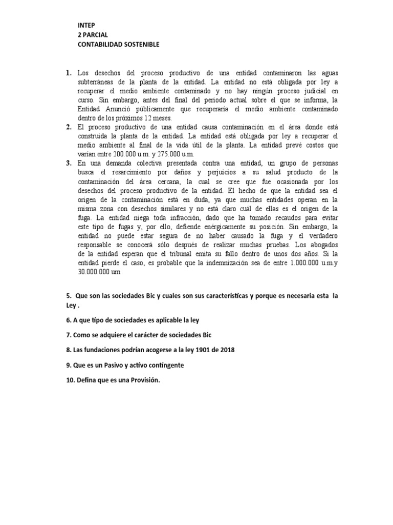 2 Parcial Contabilidad Sostenible | PDF