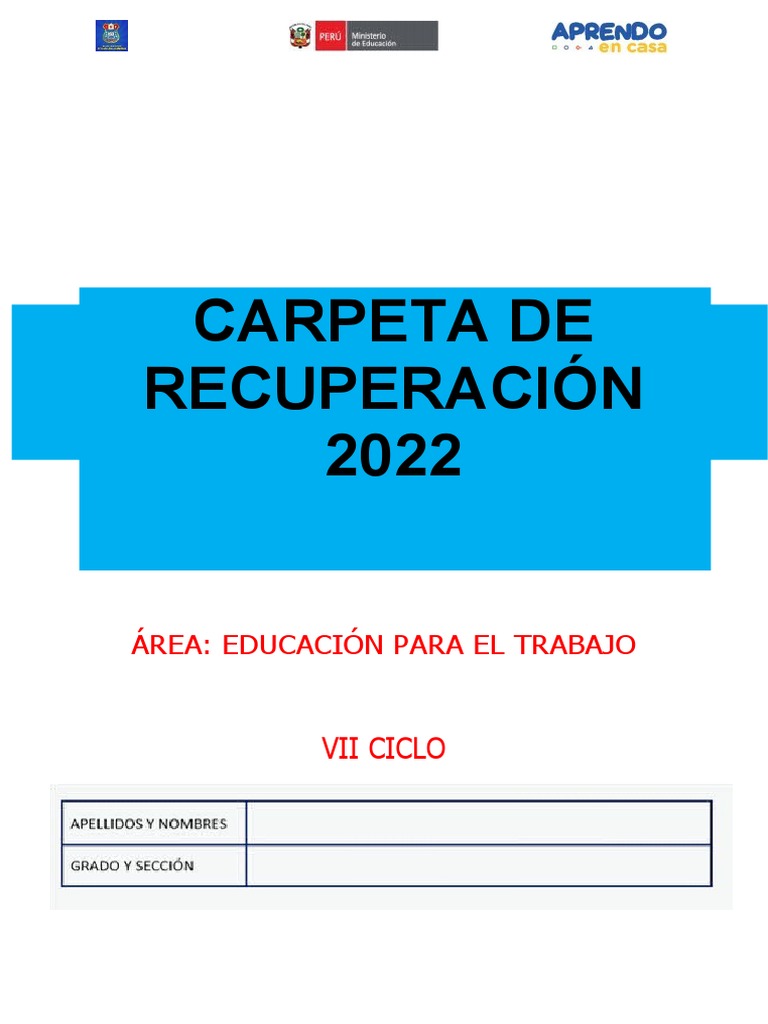 CARPETA DE RECUPERACIÓN DE EPT 3° SEC - 2021 Dime Gracias Papi | PDF | Evaluación | Ropa