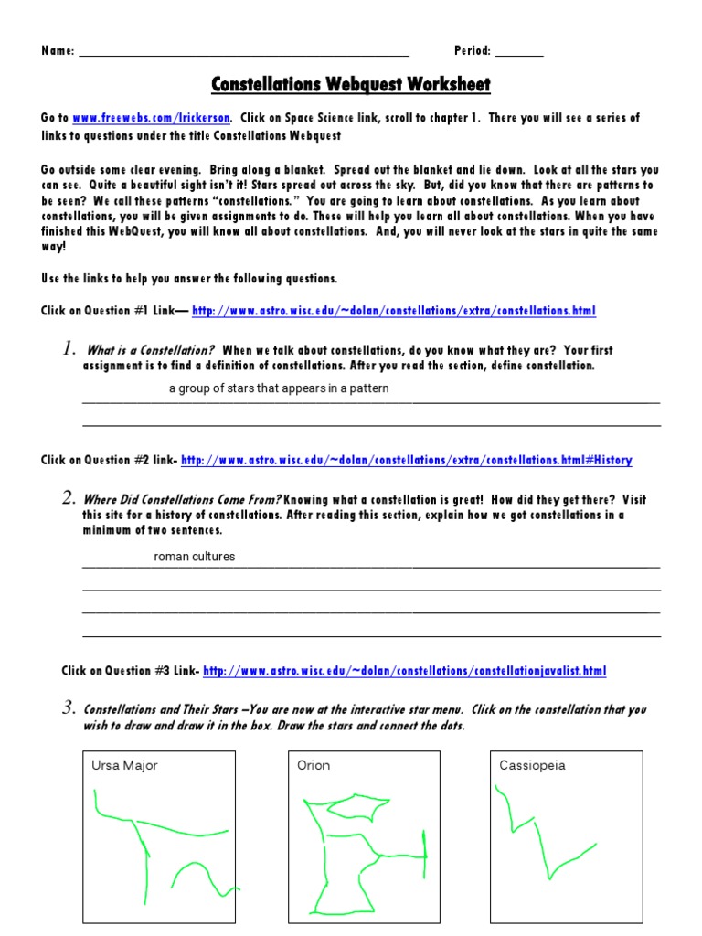 Constellations Webquest | PDF | Stars | Constellation