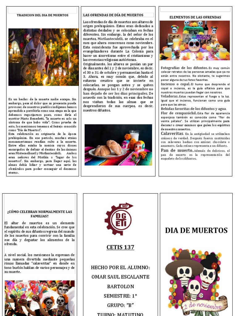 Tarea para Día de Muertos (Triptico) | PDF | Folklore