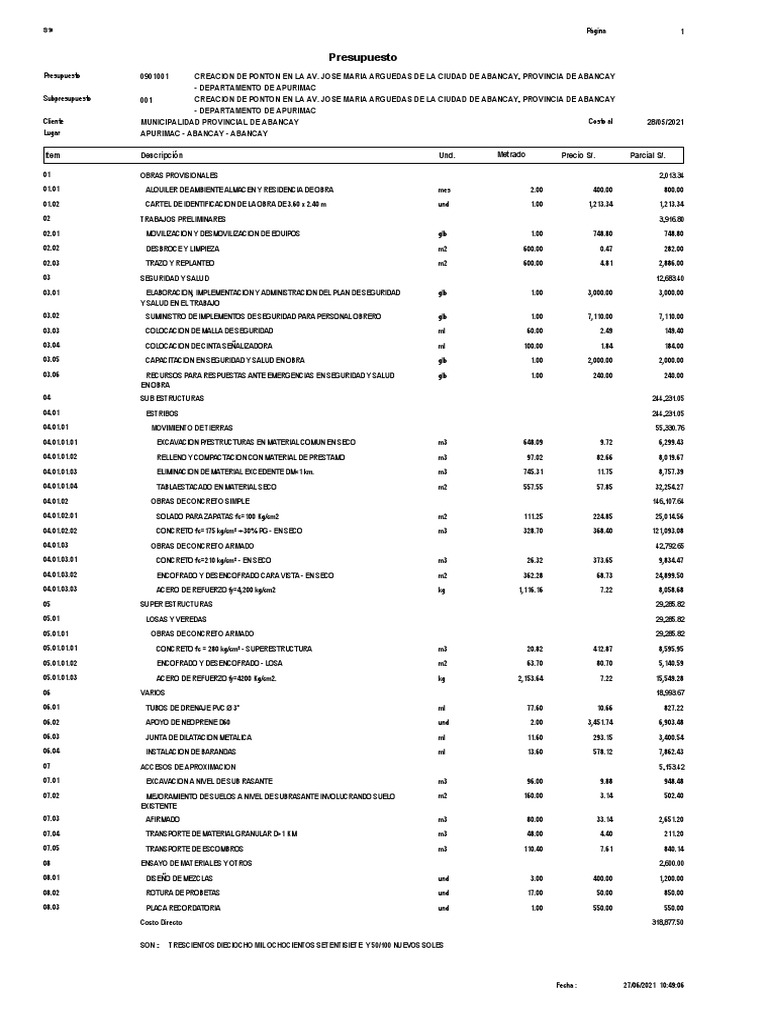 Presupuestocliente | PDF | Materiales de construcción | Ingeniería de Edificación