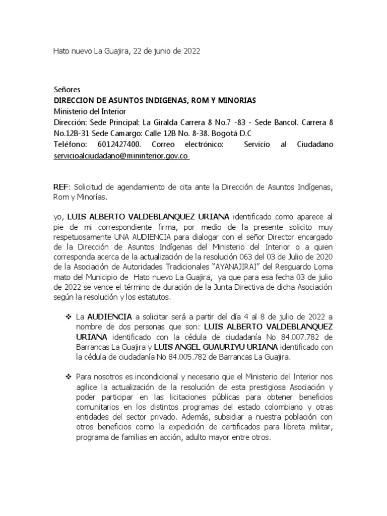 Solicitud Audiencia | Descargar gratis PDF | Gobierno