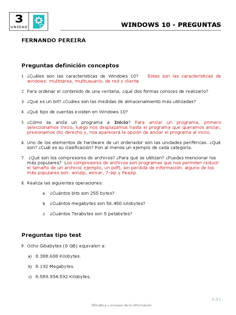 Preguntas W10 | PDF | Windows 10 | Microsoft Windows
