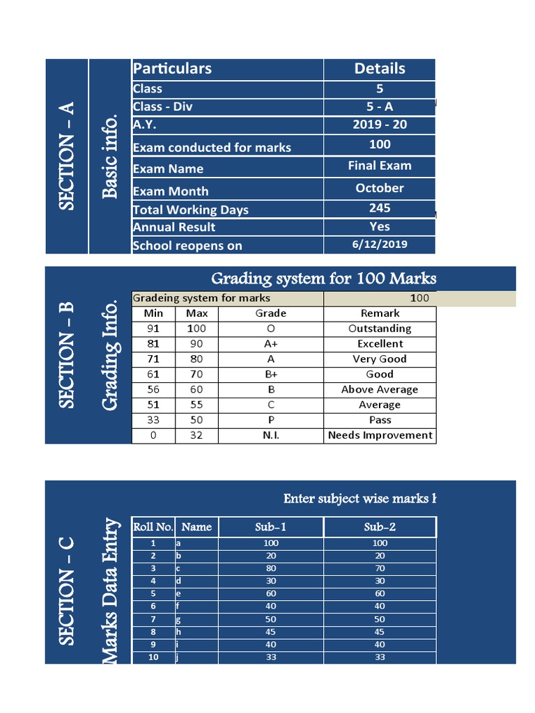 School Report Card and Mark Sheet Template | PDF | Written ...