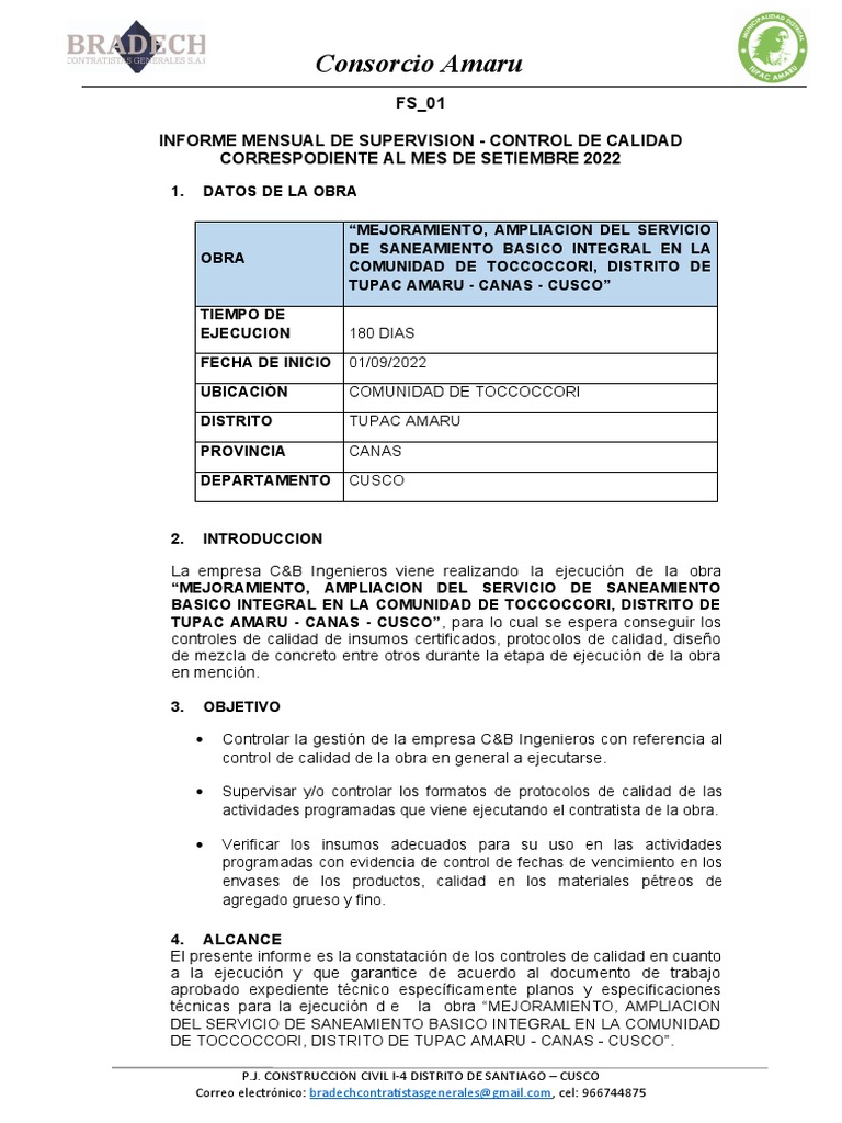 3.-Informe de Control de Calidad | PDF | Hormigón | Economias
