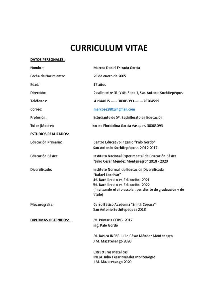 Curriculum Vitae: Datos Personales | PDF
