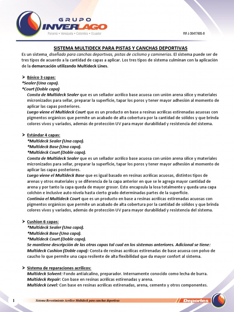 Descriptivo Sistema Multideck | PDF | Química | Materiales
