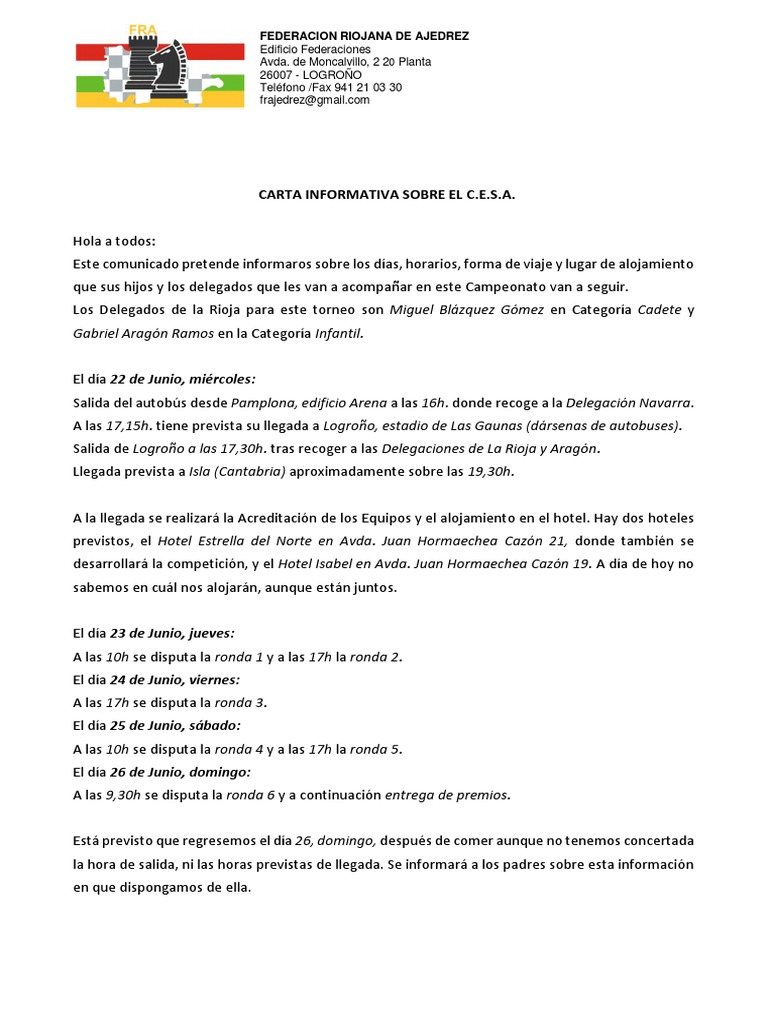 Carta Informativa Cesa | PDF