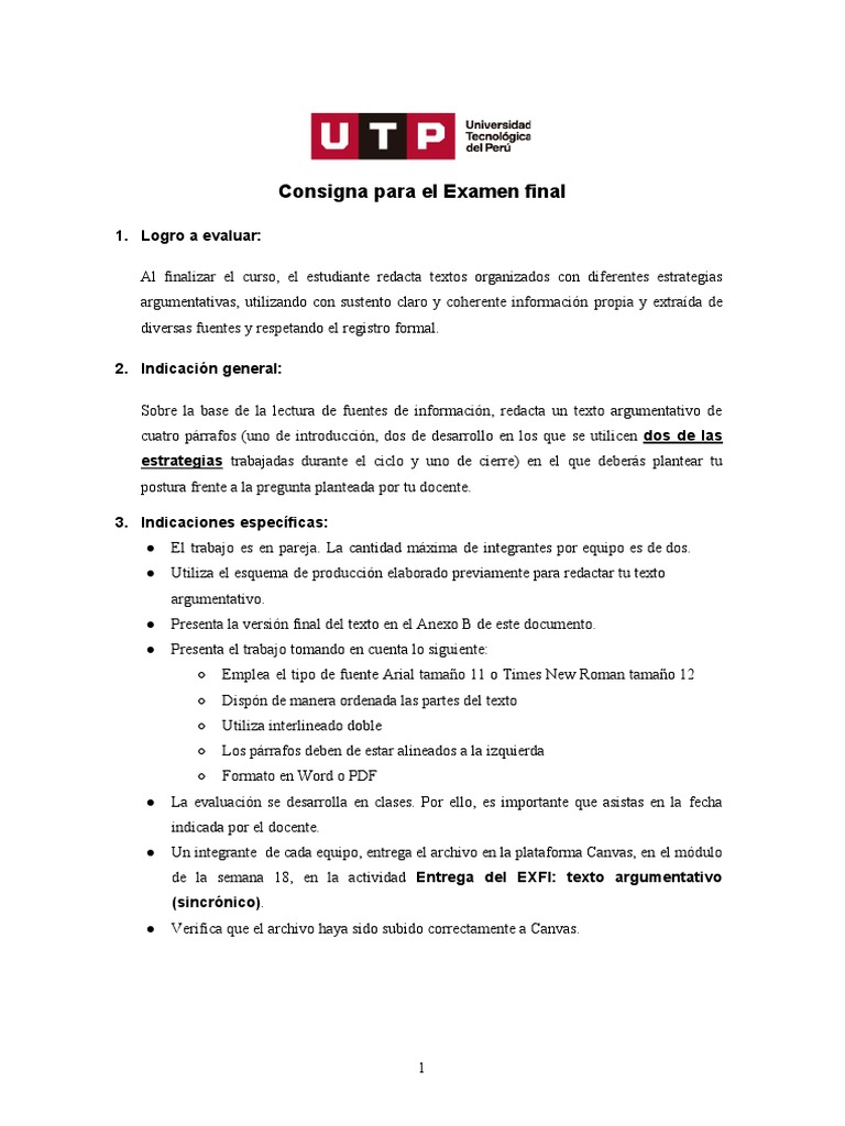 GC - N01I - EXFIConsigna - 22C1M - EXAMEN FINAL | PDF | Prueba (evaluación) | Disciplinas
