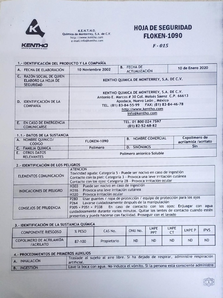 MSDS Floken-1090 | PDF