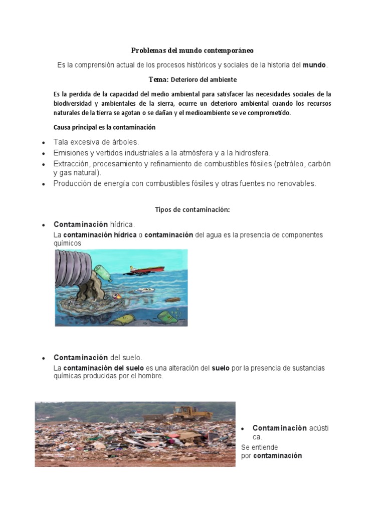 Problemas del mundo contemporáneo 3ro bgu | PDF | Contaminación ...