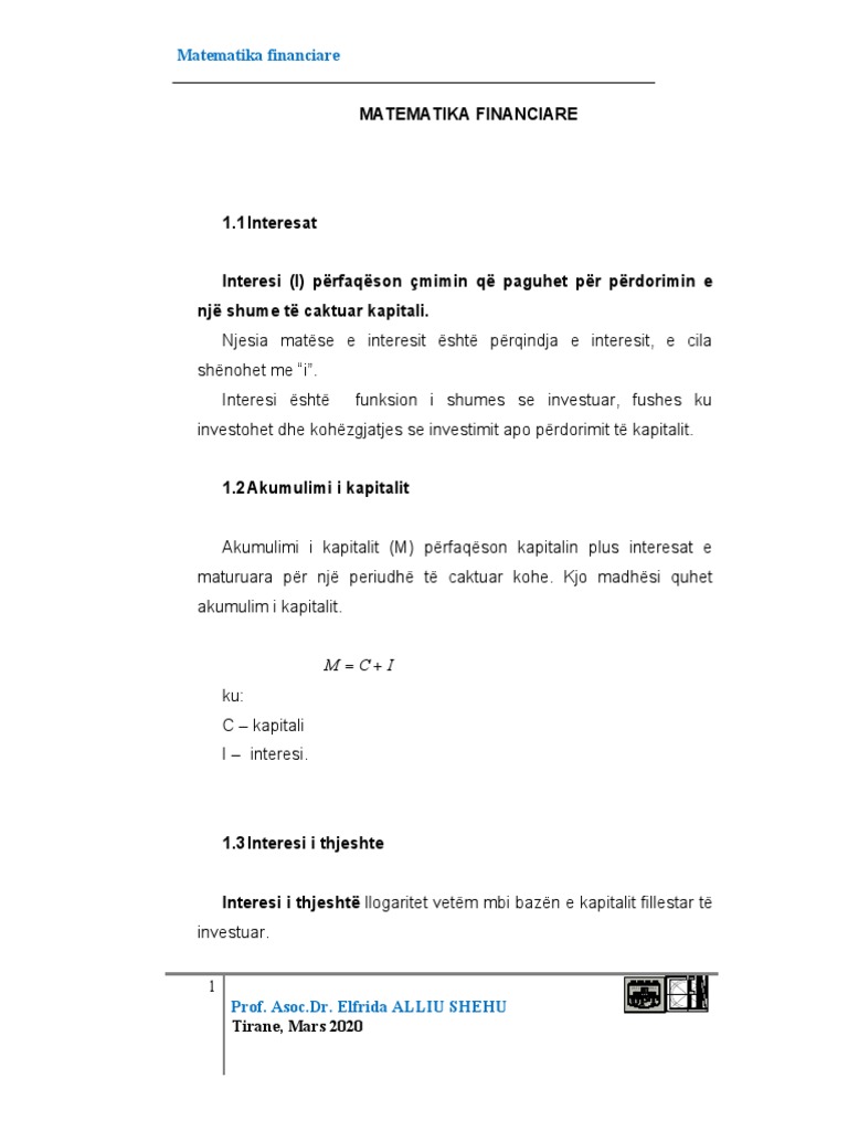 Matematika Financiare 2020 | PDF