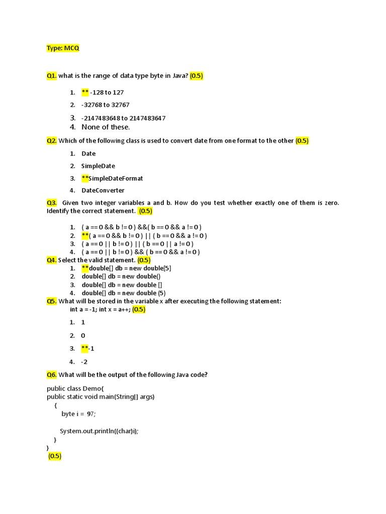 Java Mcq Quiz On Oop Concepts Pdf Constructor Object Oriented 1942