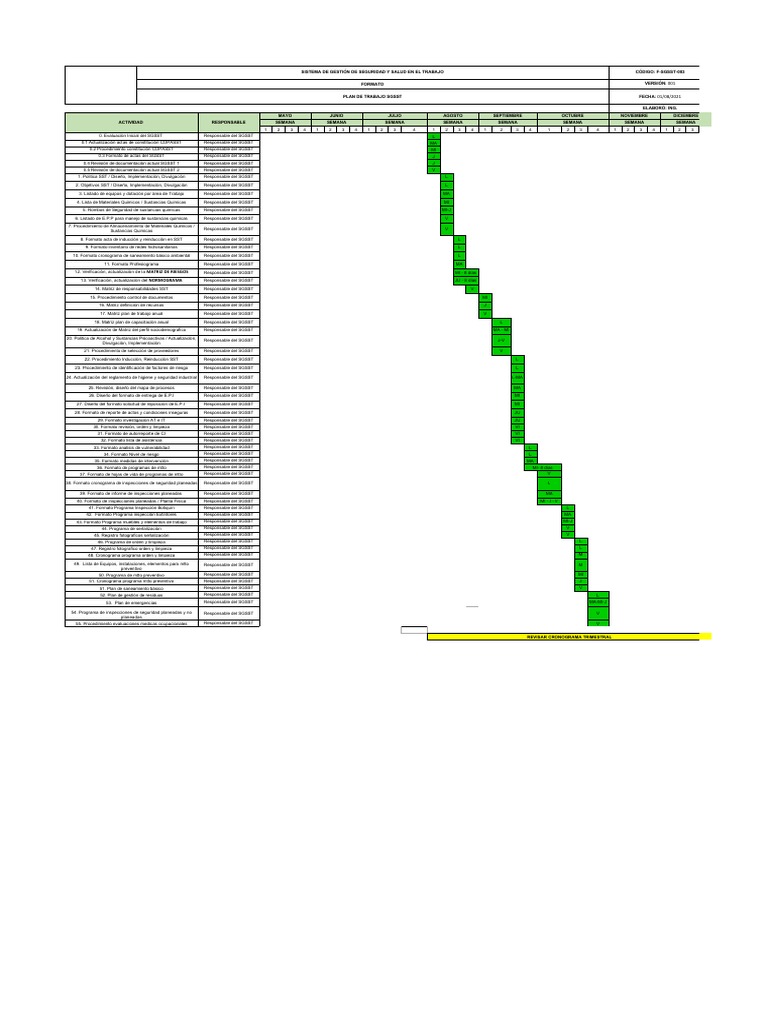 Cronograma Actividades SG-SST | PDF