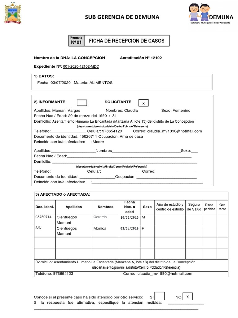 Ficha de Recepción | PDF