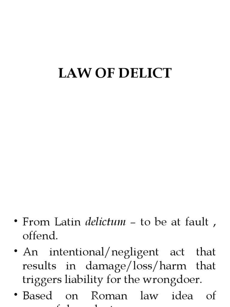 Law of Delict | PDF | Causation (Law) | Legal Liability