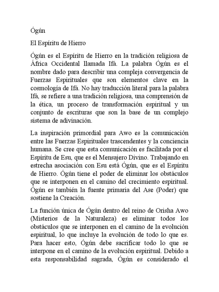 Ógún: Espíritu de Hierro en Ifá | PDF