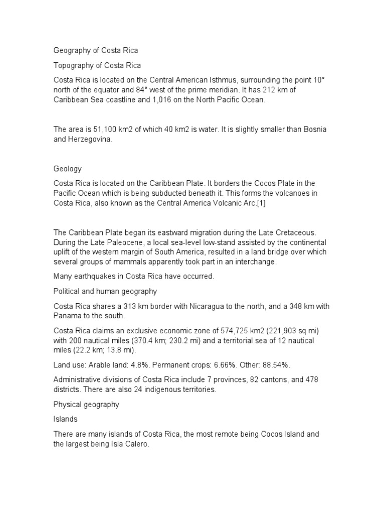 Geography of Costa Rica | PDF | Earth Sciences | Geography