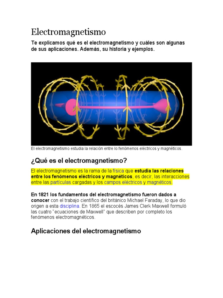 Aplicaciones y ejemplos del electromagnetismo | PDF | Electromagnetismo ...