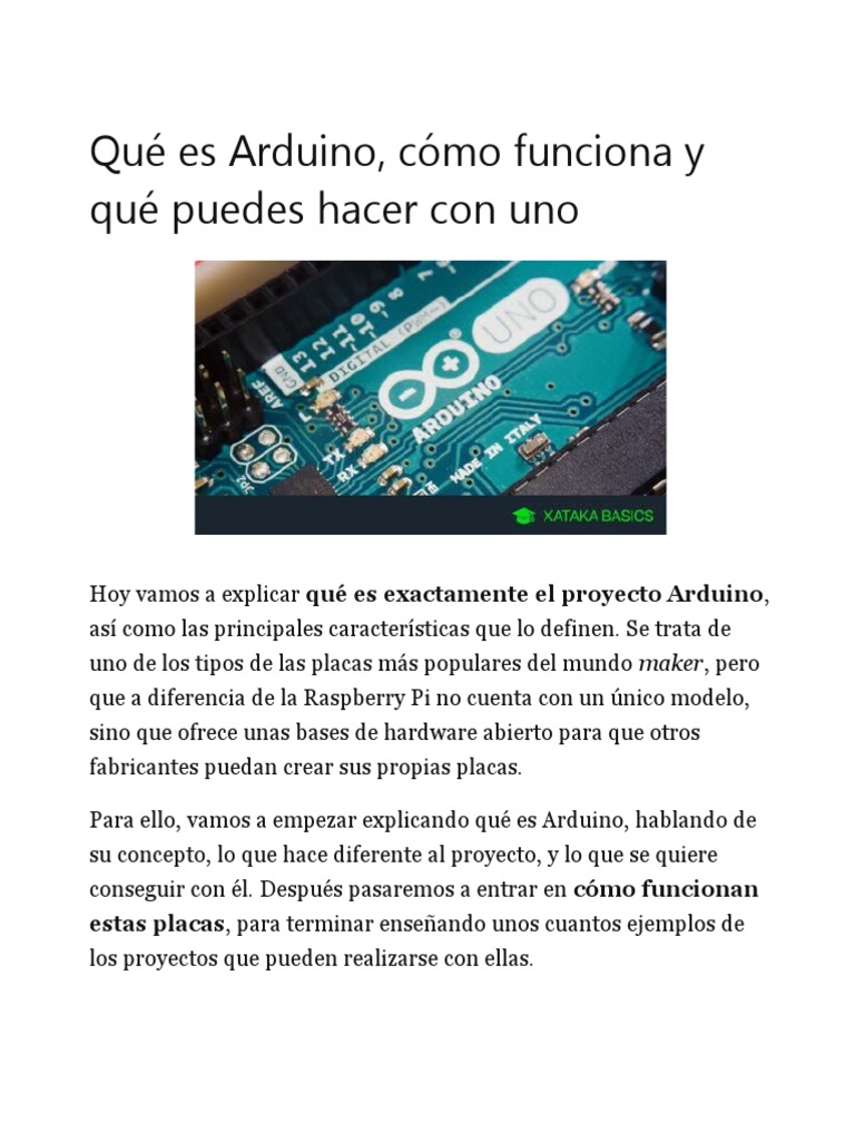 Qué Es Arduino | PDF | Arduino | Microcontrolador Qué Es Arduino | PDF | Arduino | Microcontrolador