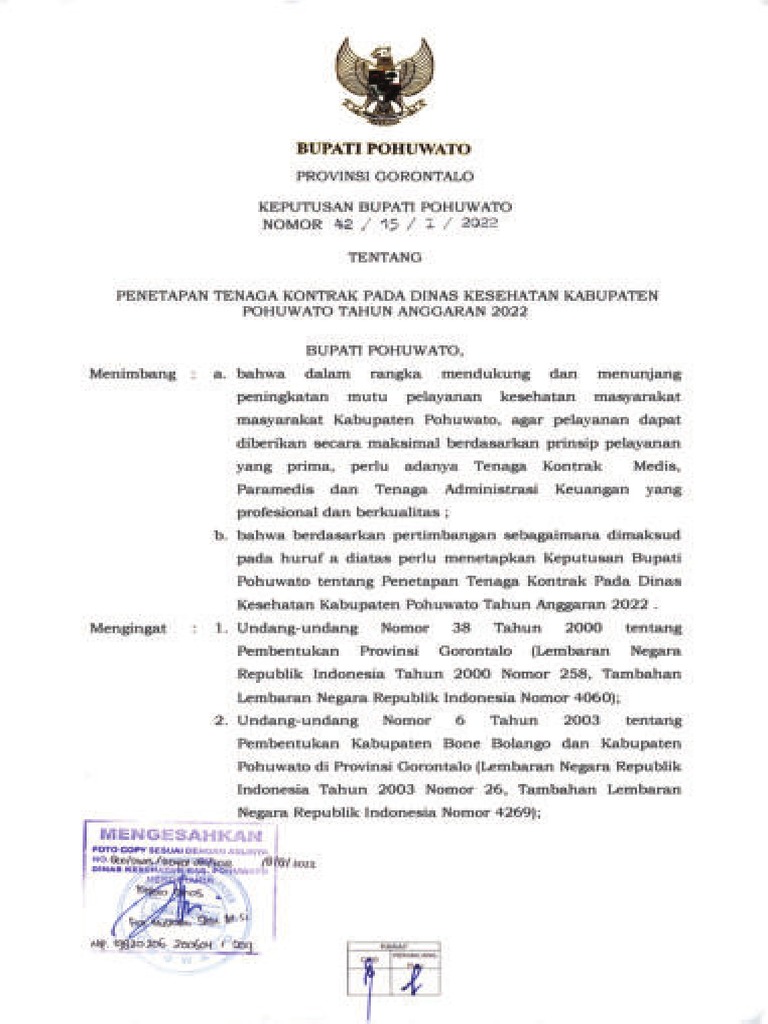 SK BUPATI NOMOR 42 TAHUN 2022 Powt | PDF