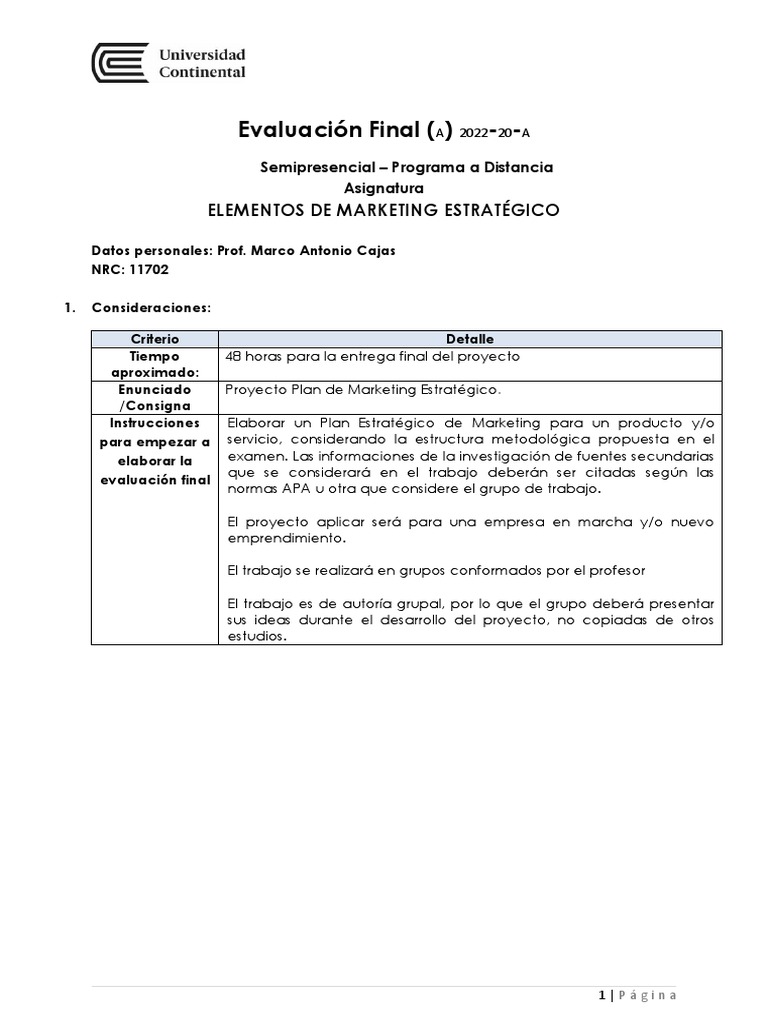 Examen Final - Elementos - Marketing | PDF | Marketing | Producto (Negocio)