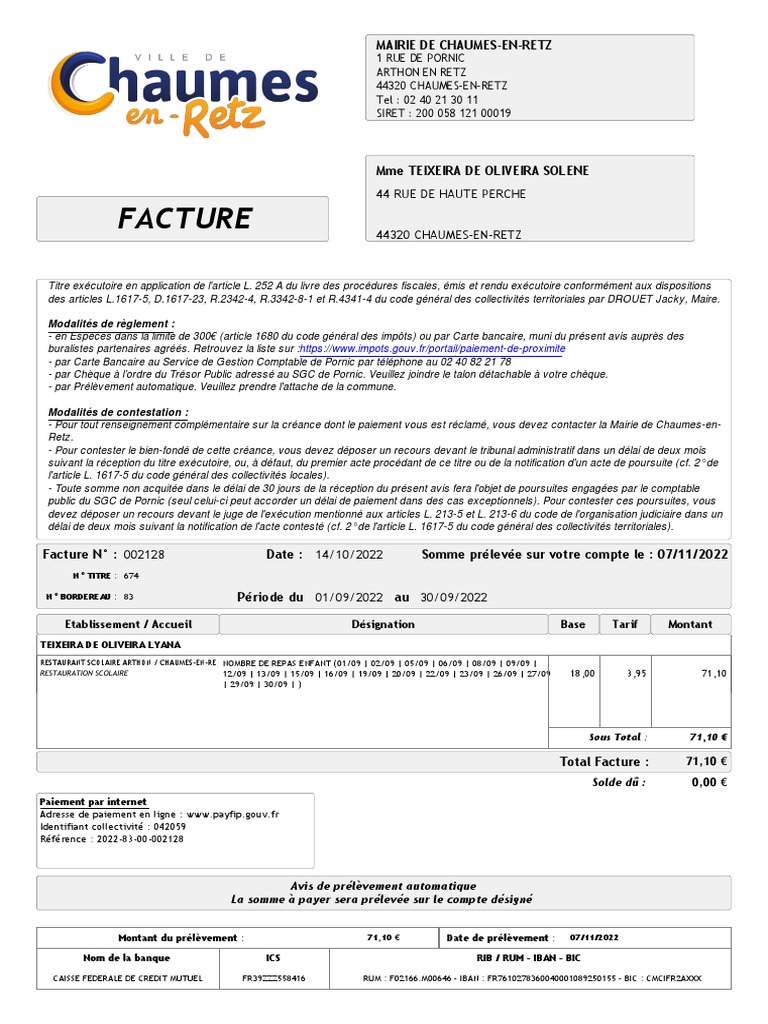 Facture 002128 | Download Free PDF | Facture | Chèque