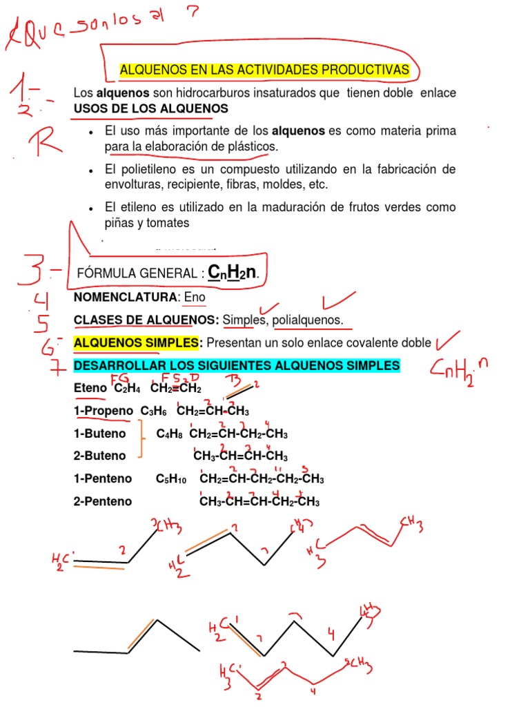 Usos y Nomenclatura de Alquenos y Alquinos | PDF